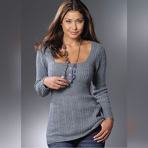 VENUS | Sweaters | Venus Sz M Gray Womens Cable Knit Pullover Tunic ...